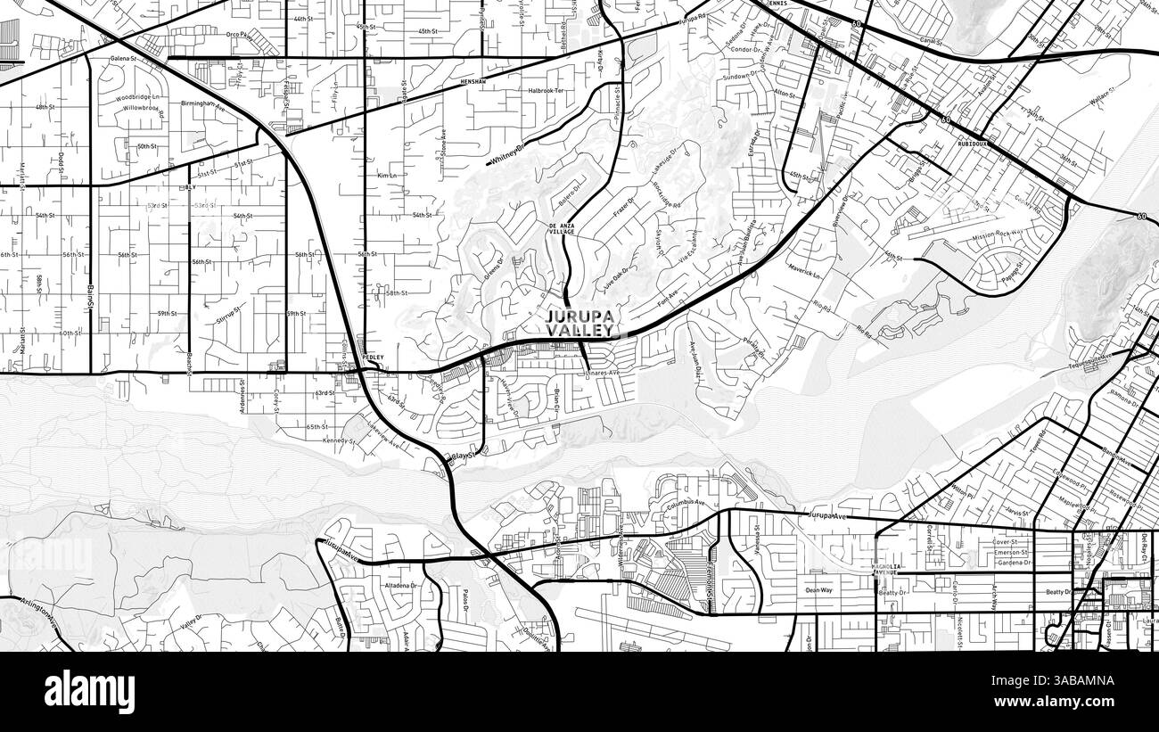 Minimalist Jurupa Valley Street Map with Labels and Neighborhoods with ...