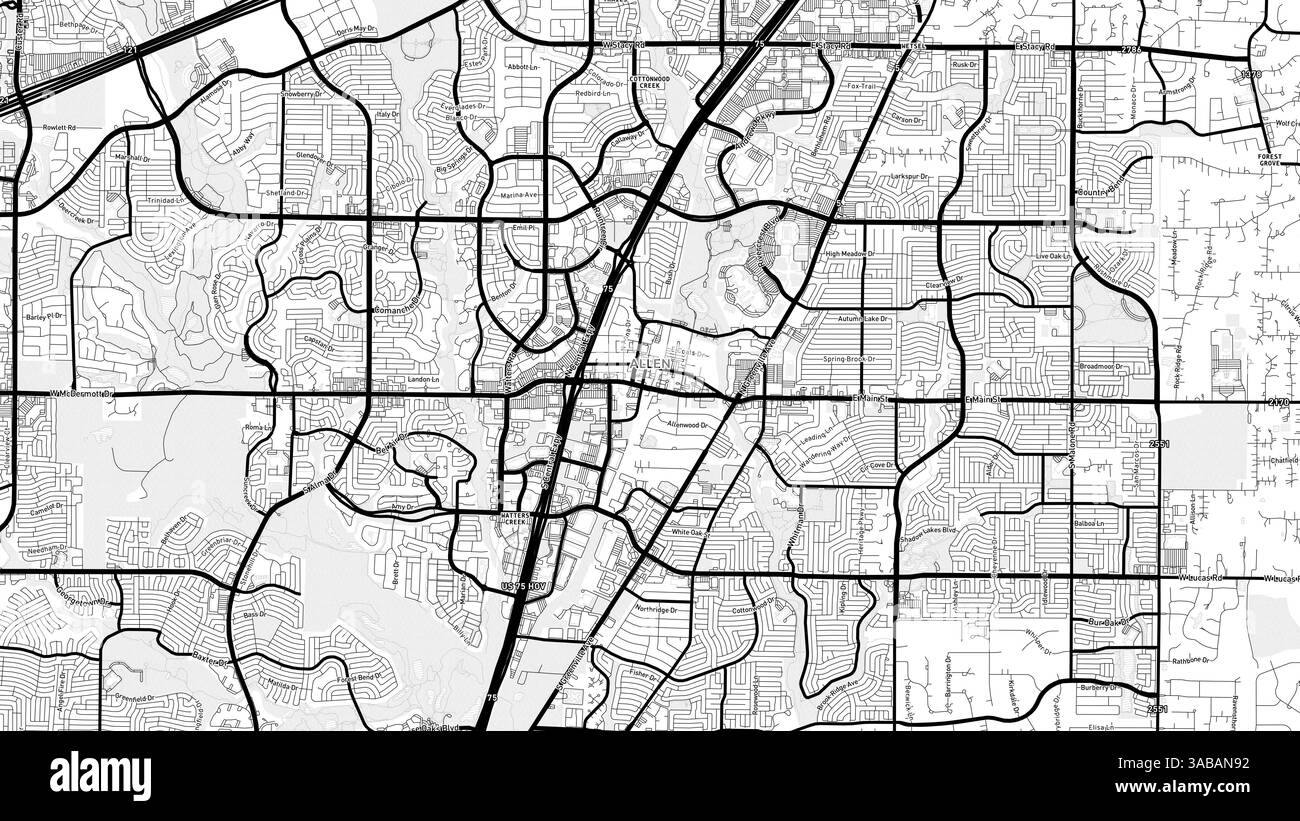 Minimalist Allen Street Map with Labels and Neighborhoods with many ...