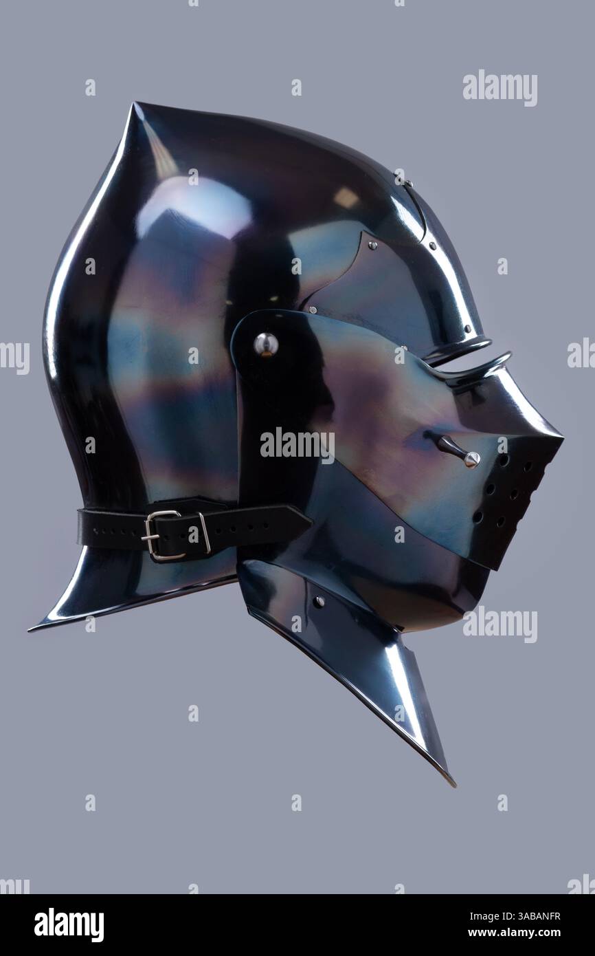 Dark Shiny Closed Helmet with Ventilation Holes. This image shows a ...