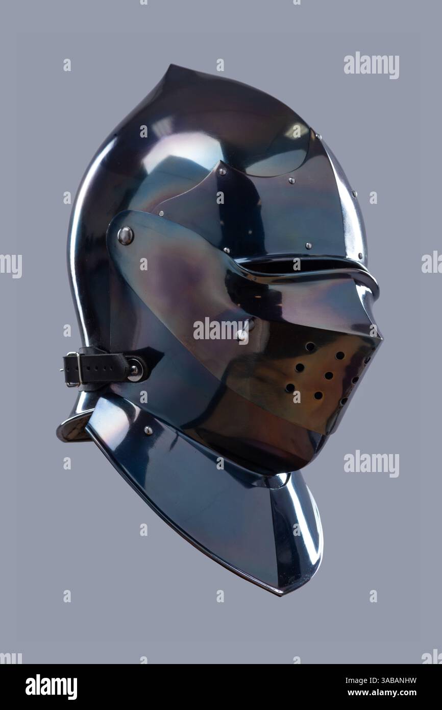 Dark Shiny Closed Helmet with Ventilation Holes. This image shows a ...
