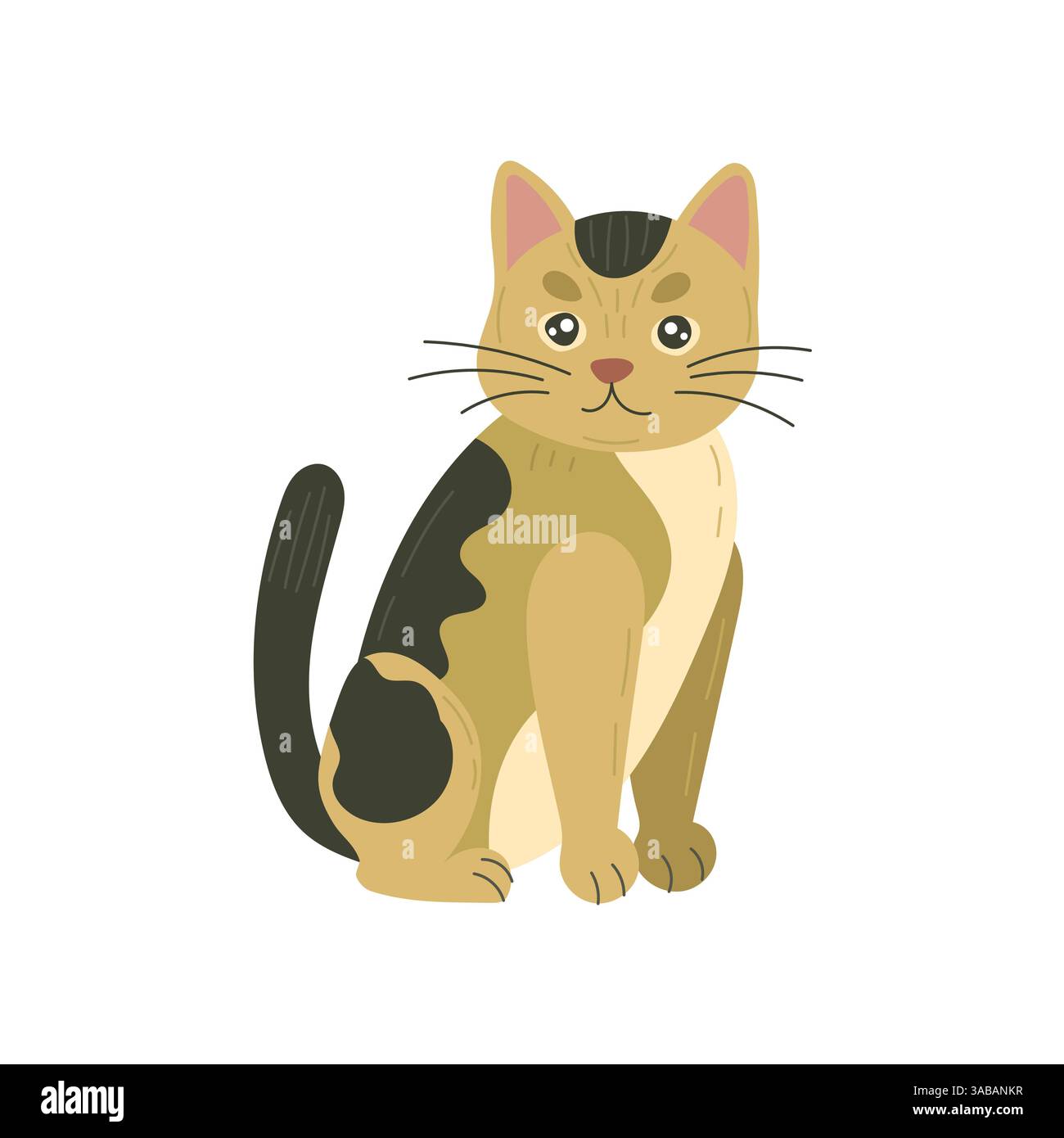 Adorable yellow cat with brown markings and expressive face sits ...