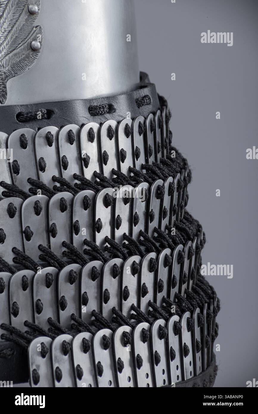 Detailed View of Silver Samurai Armor Plates and Lacing. This image ...