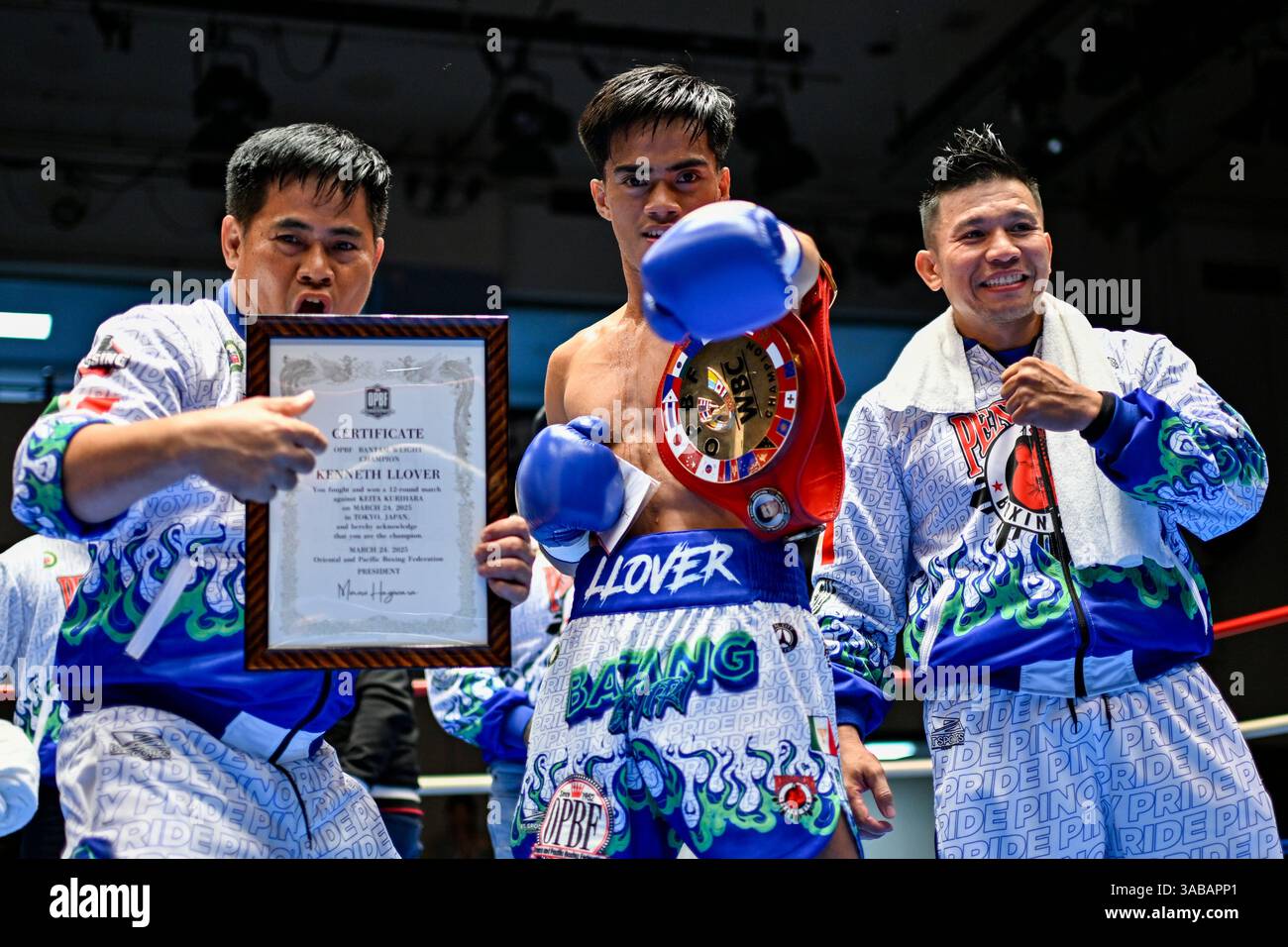 Tokyo, Japan. 24th Mar, 2025. Philippines' Kenneth Llover, center ...