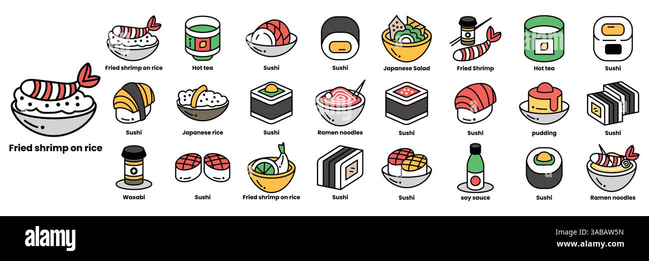 A Set of illustrations in the concept of food in line drawing style ...
