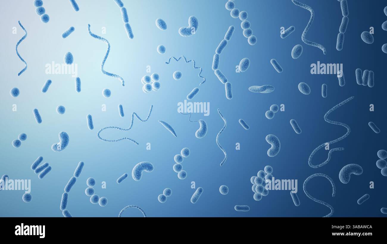 Bacteria. Bacterium. Blue color. Set. 3d illustration Stock Photo - Alamy