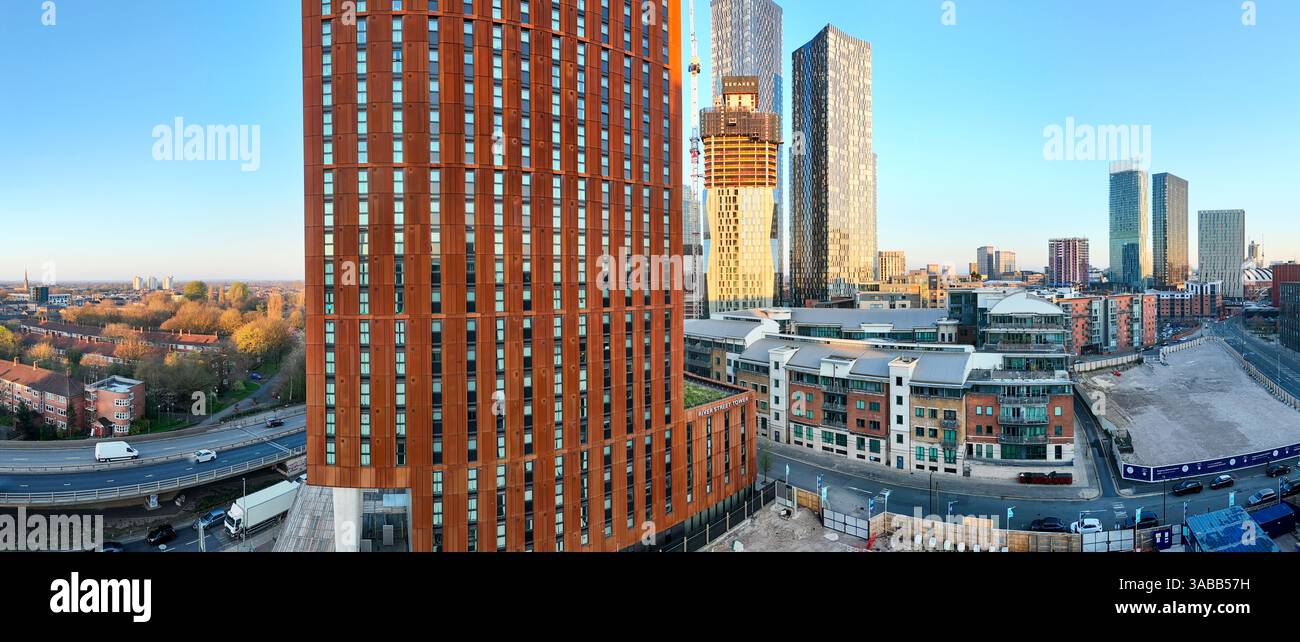Aerial image of Manchester skyline featuring River Street Tower Stock ...