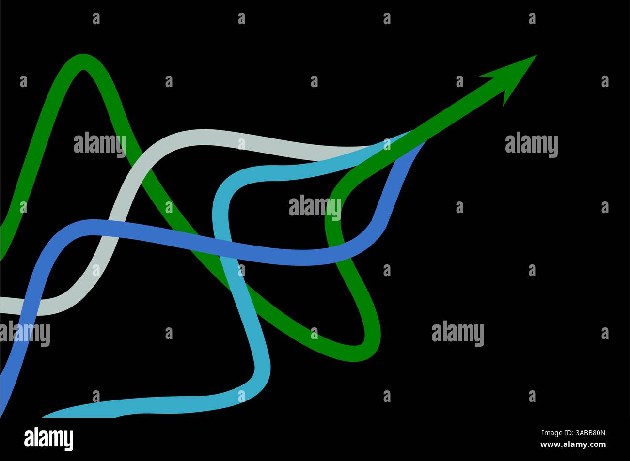Graphic vector of blue and green color ropes converging into arrows ...