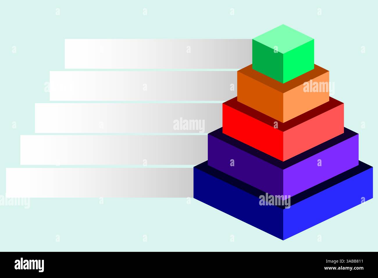 Vector graphic illustration depicting pyramid of blue with purple with ...