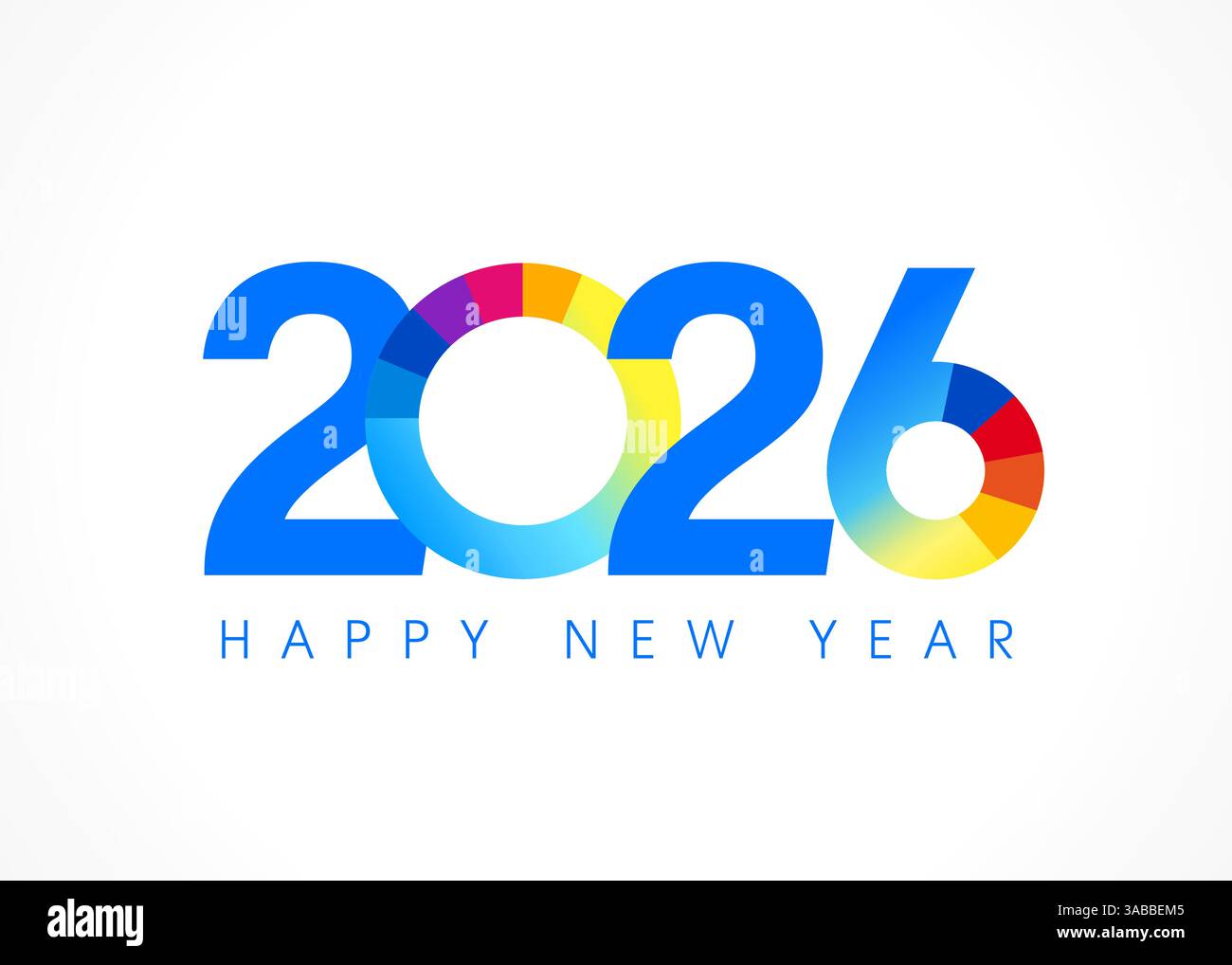2026 Happy New Year colored chart logo. Happy New Year 2026 colorful ...