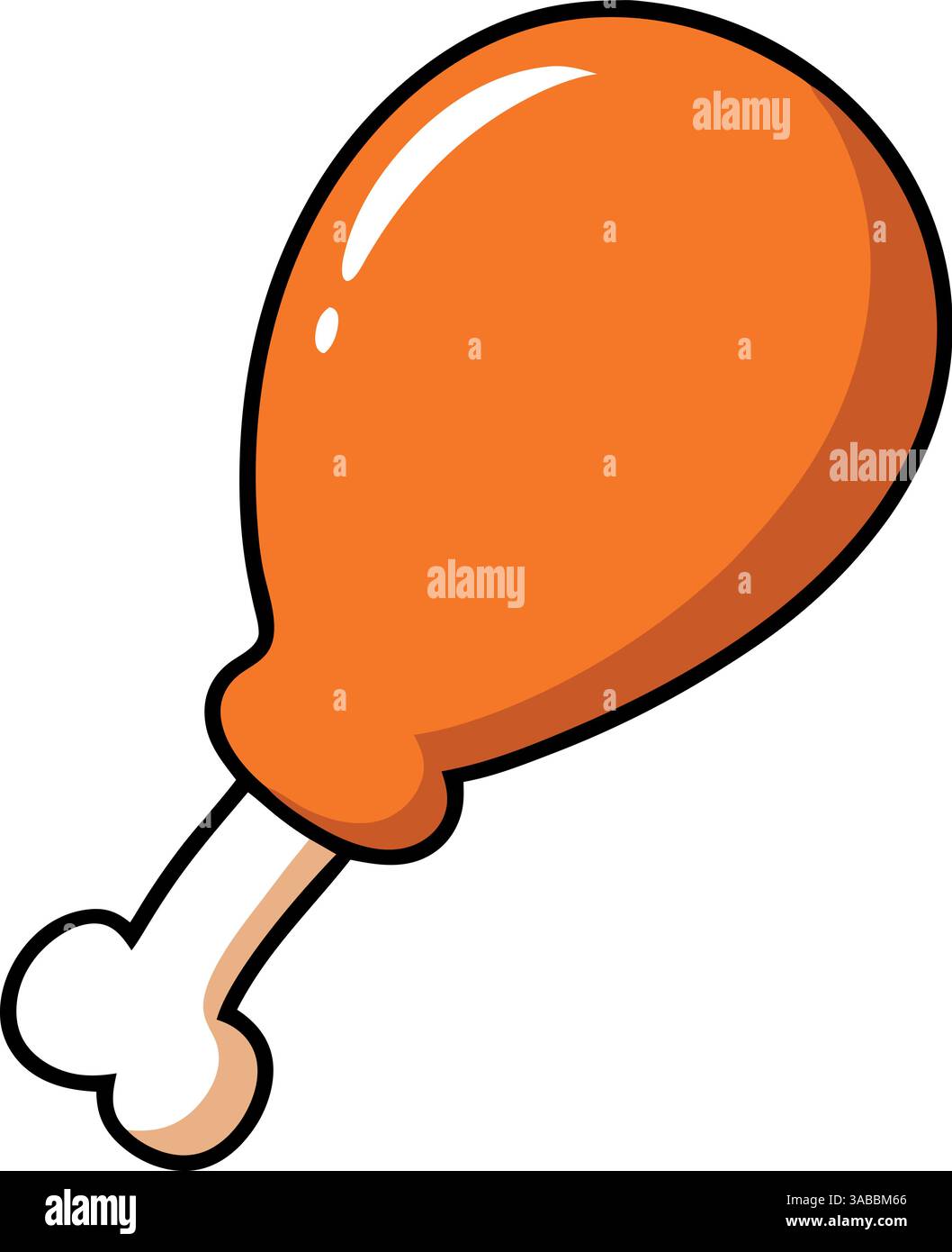 Cartoon illustration of chicken drumstick isolated on white background ...