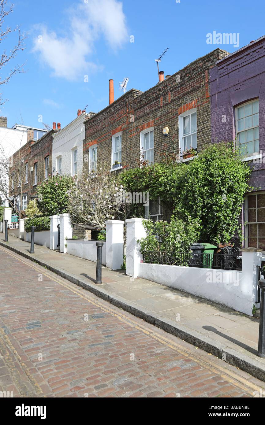 Traditional Victorian cottages on Back Lane, Hampstead, London, UK ...