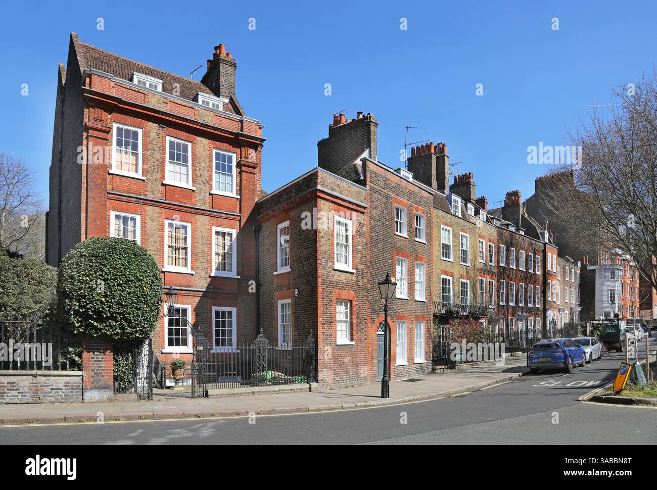 Elegant Georgian houses on Church Row, Hampstead, London, UK. One of ...