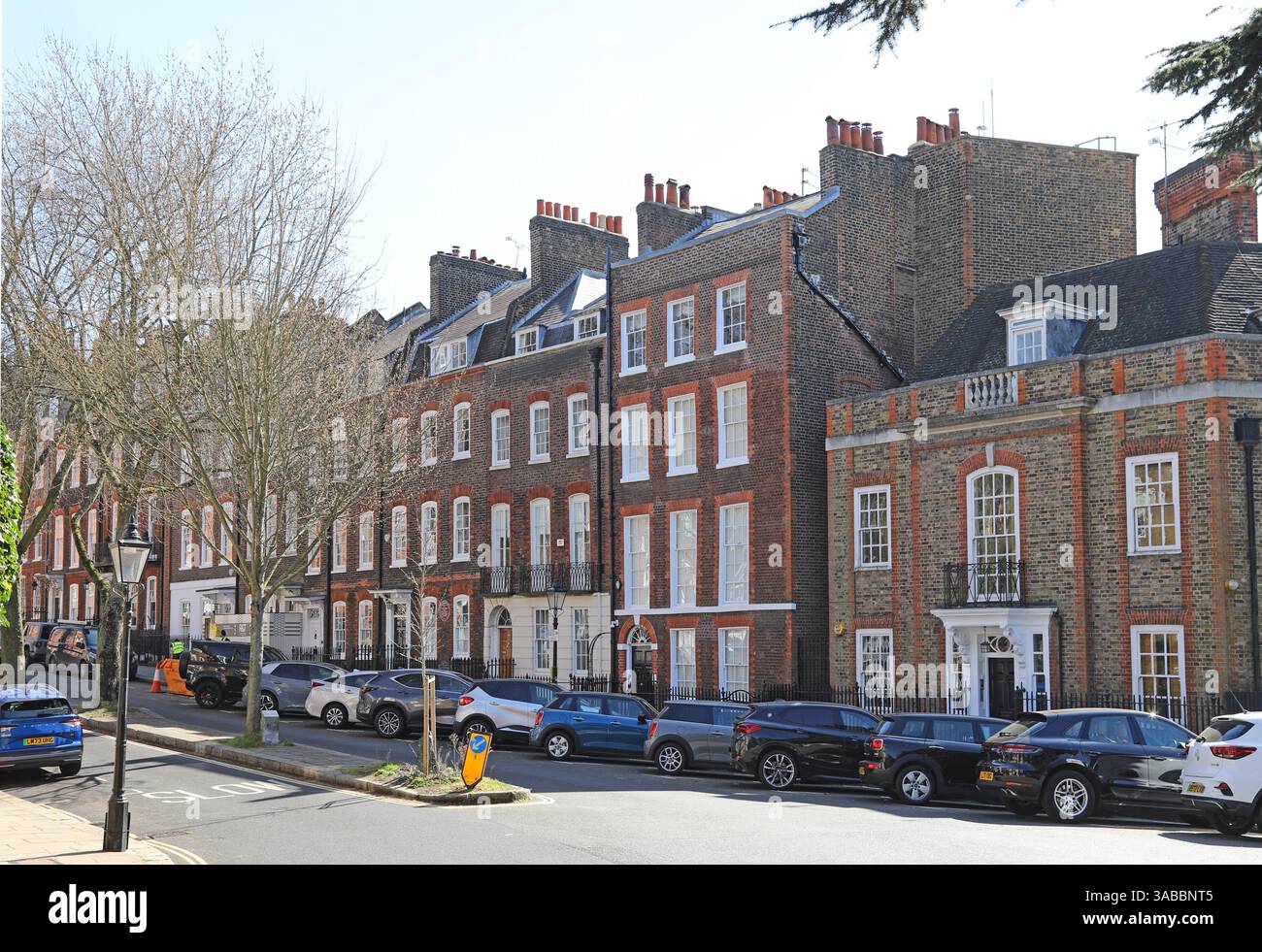 Elegant Georgian houses on Church Row, Hampstead, London, UK. One of ...