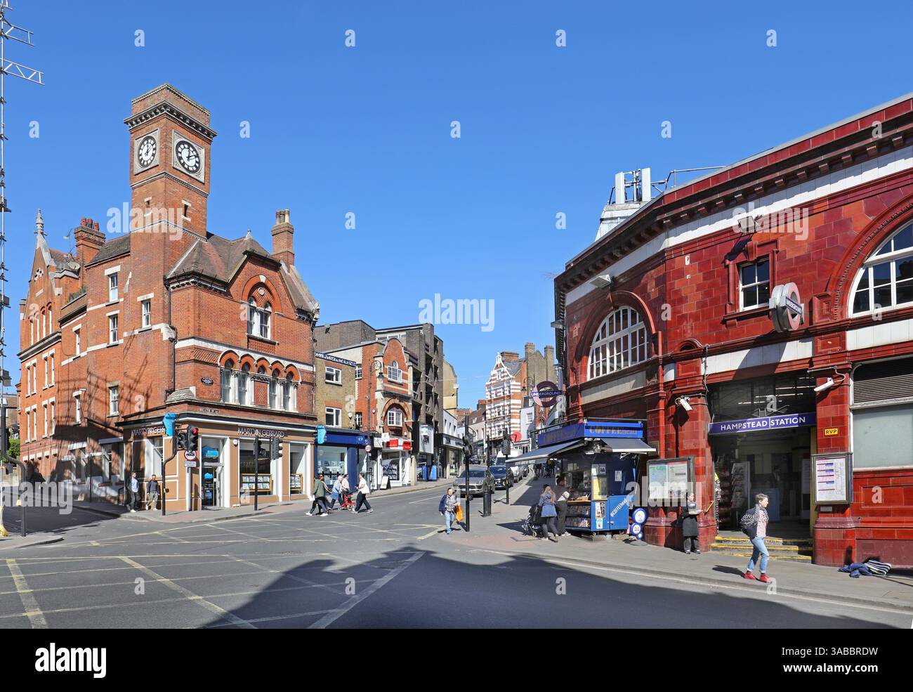 Entrance to Hampstead underground station at the corner of Heath Road ...