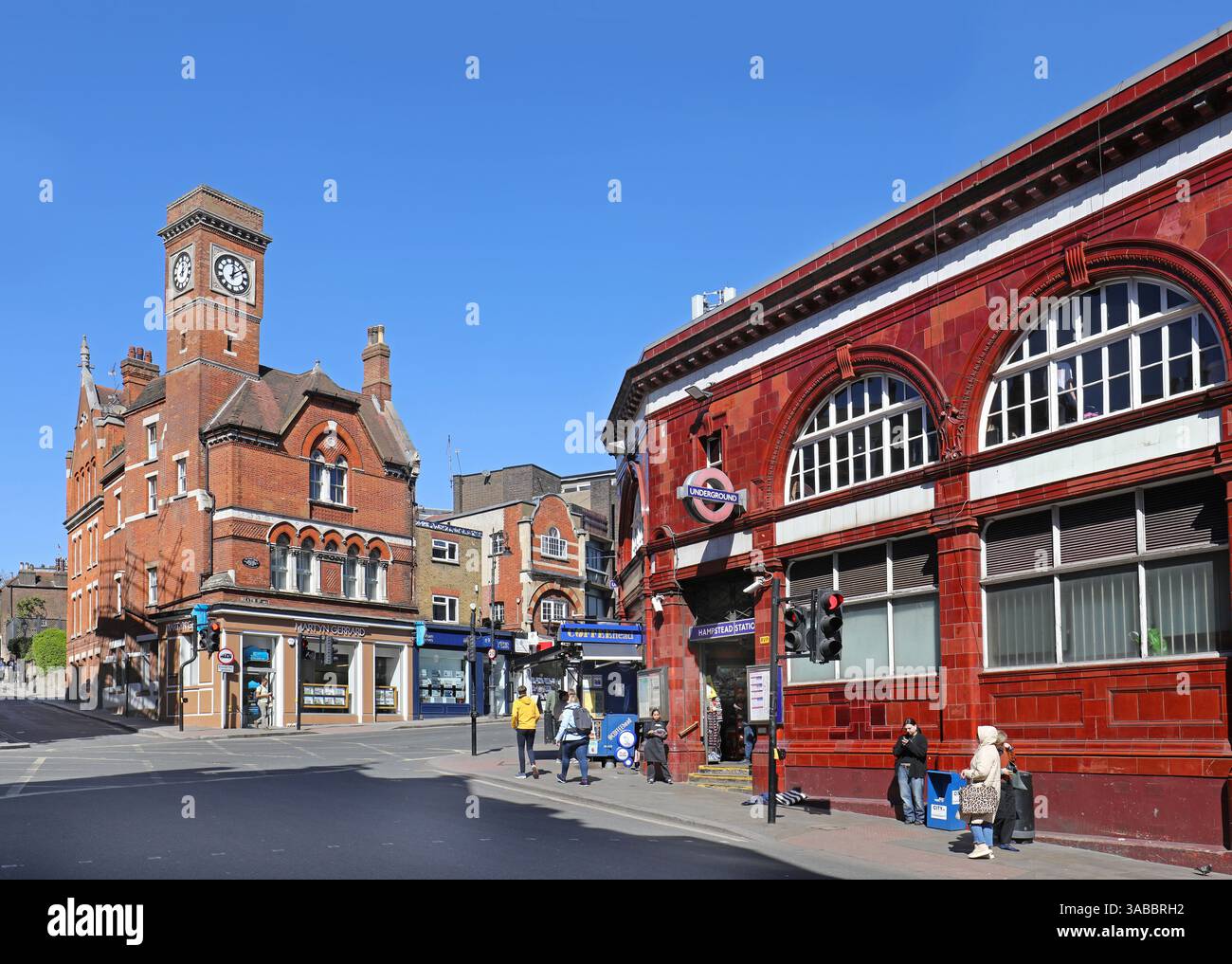Entrance to Hampstead underground station at the corner of Heath Road ...