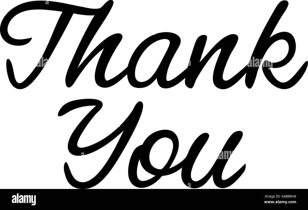 Cursive thank you text in black script isolated on white Stock Vector ...