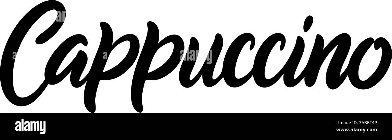 Cappuccino text in black cursive script on white background Stock ...