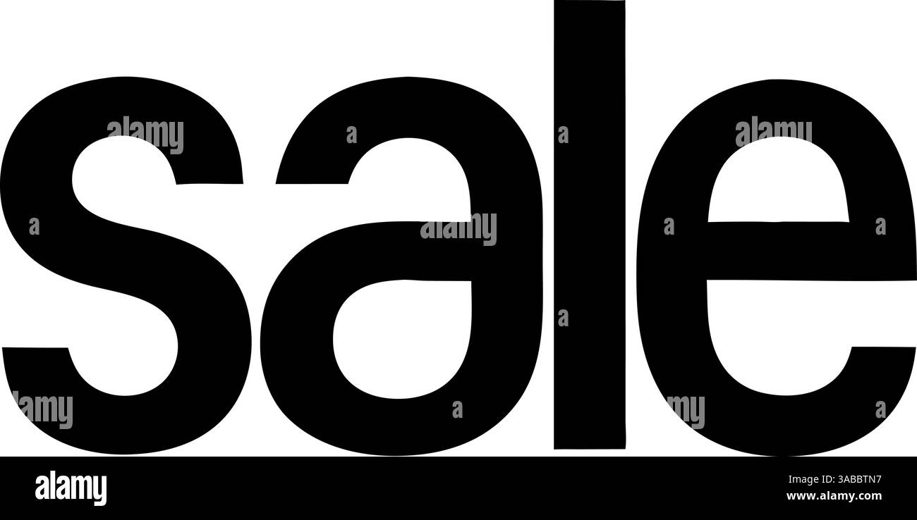 Sale text in bold black font isolated on white background Stock Vector ...