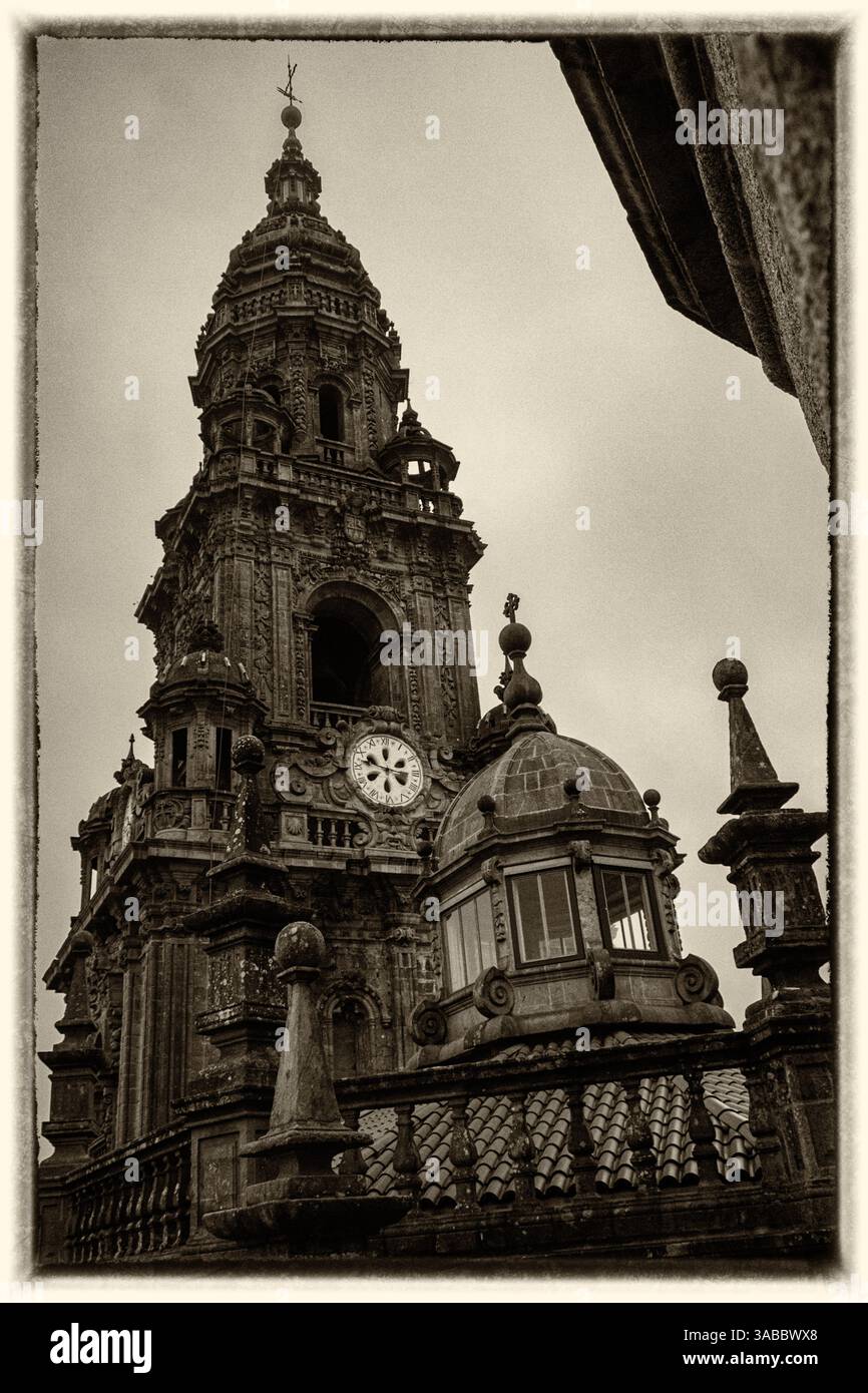 Santiago de Compostela Cathedral Clock Tower Stock Photo - Alamy