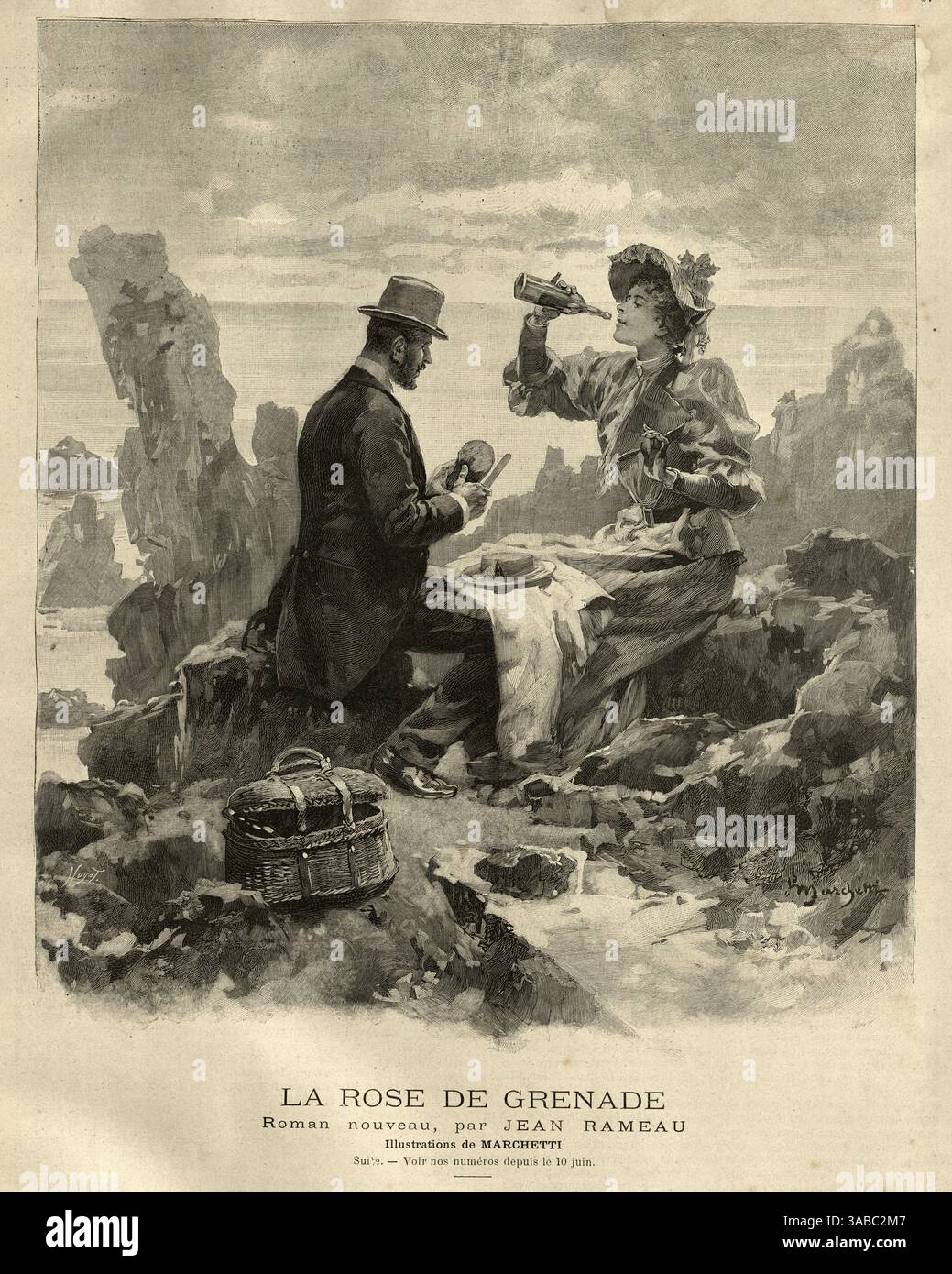 Young couple having a picnic in the countryside, dating, romance ...