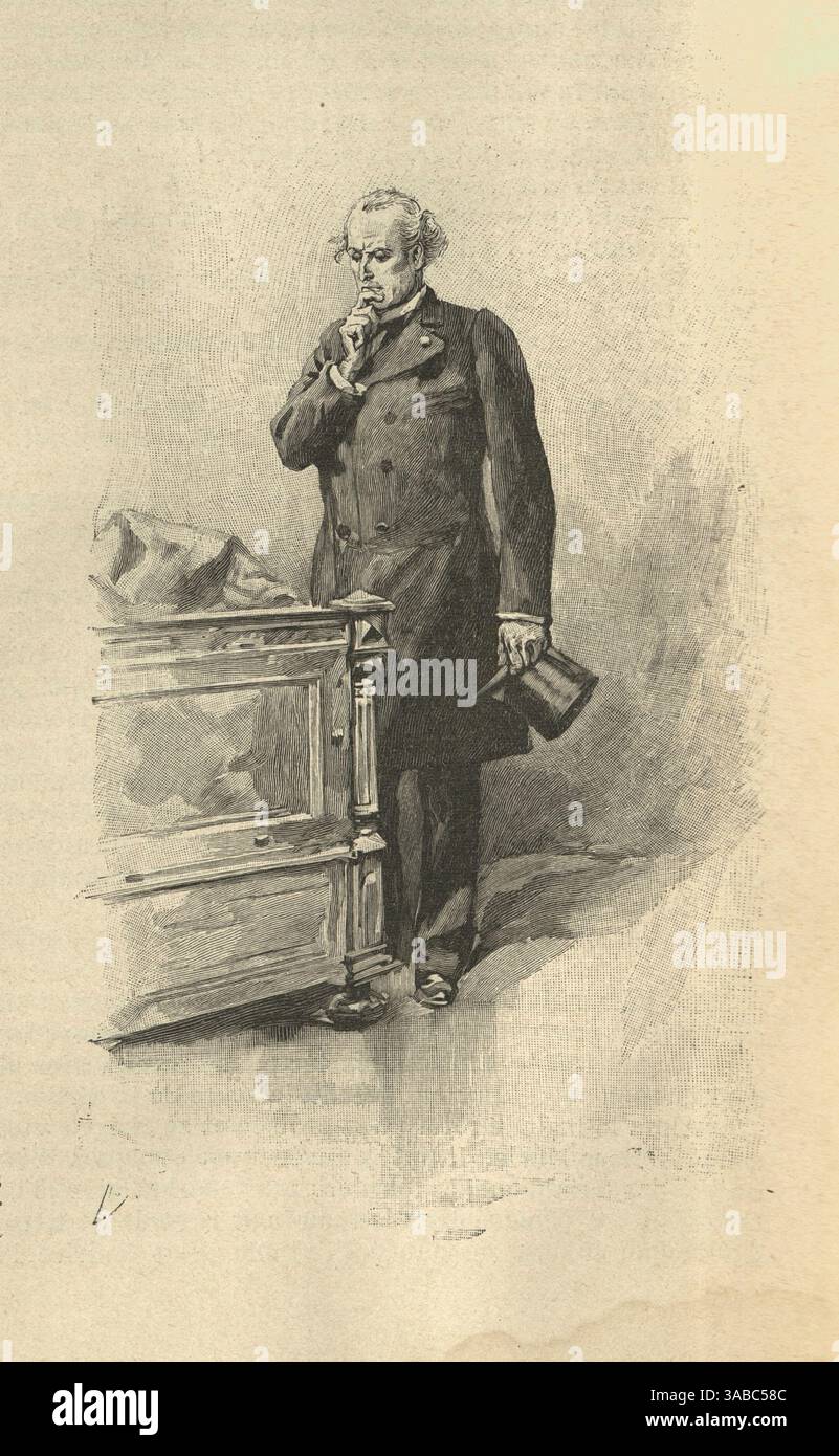 Mature man with hand on chin thinking, French, La Rise de Grenade ...