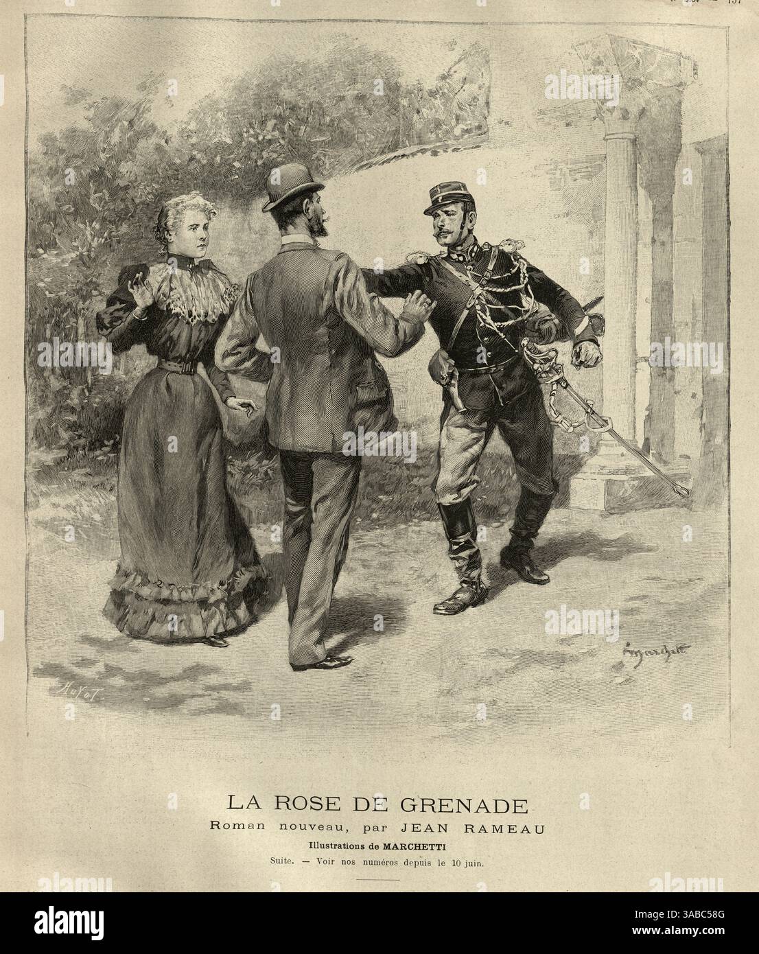 Man being arrested by a gendarmerie police officer, French, La Rise de ...