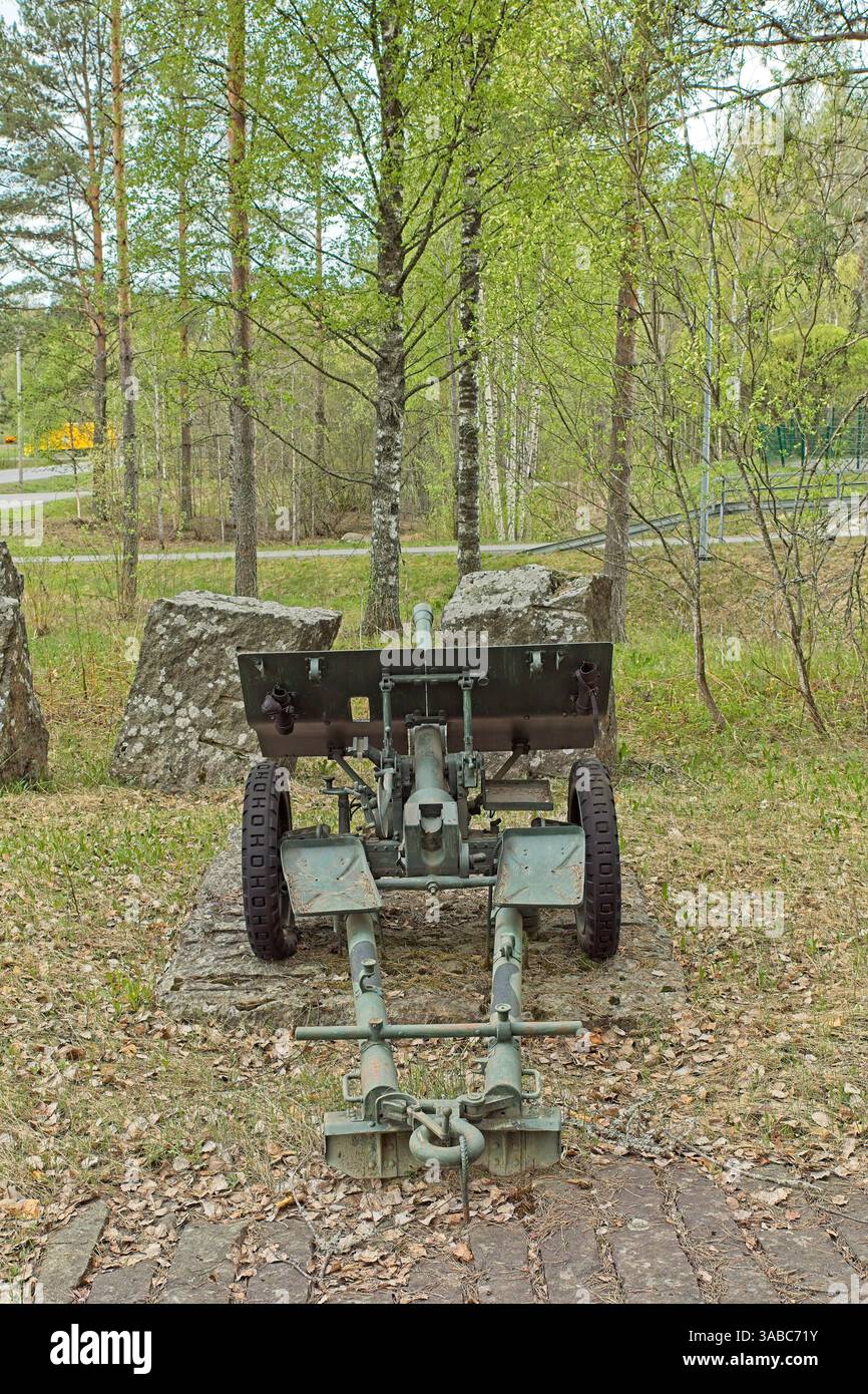 Old Finnish military 37mm caliber anti-tank gun, model year 1936, used ...