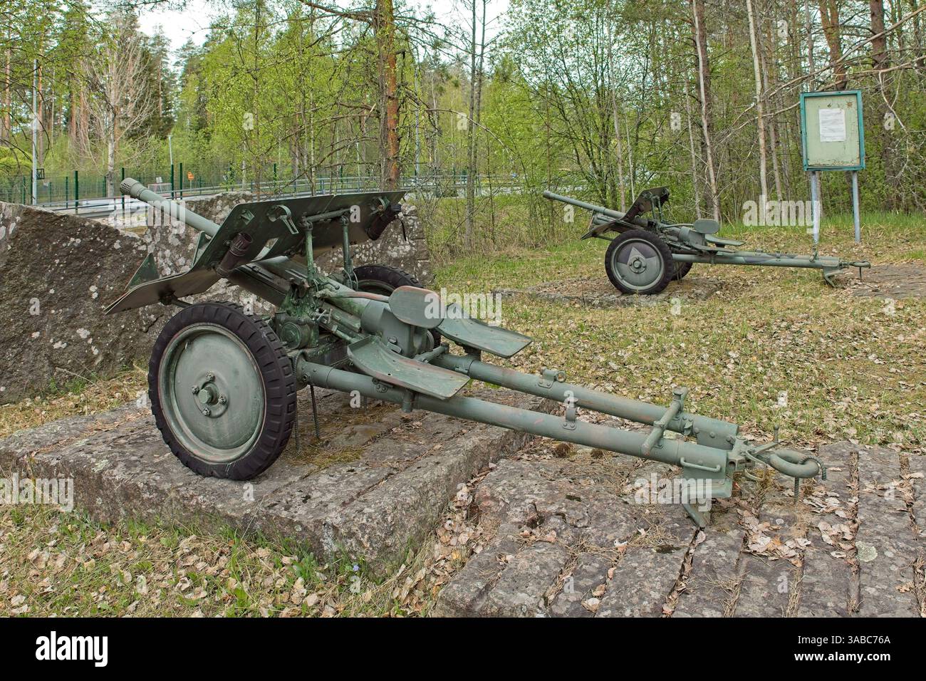 Old Finnish military 37mm caliber anti-tank gun, model year 1936, used ...