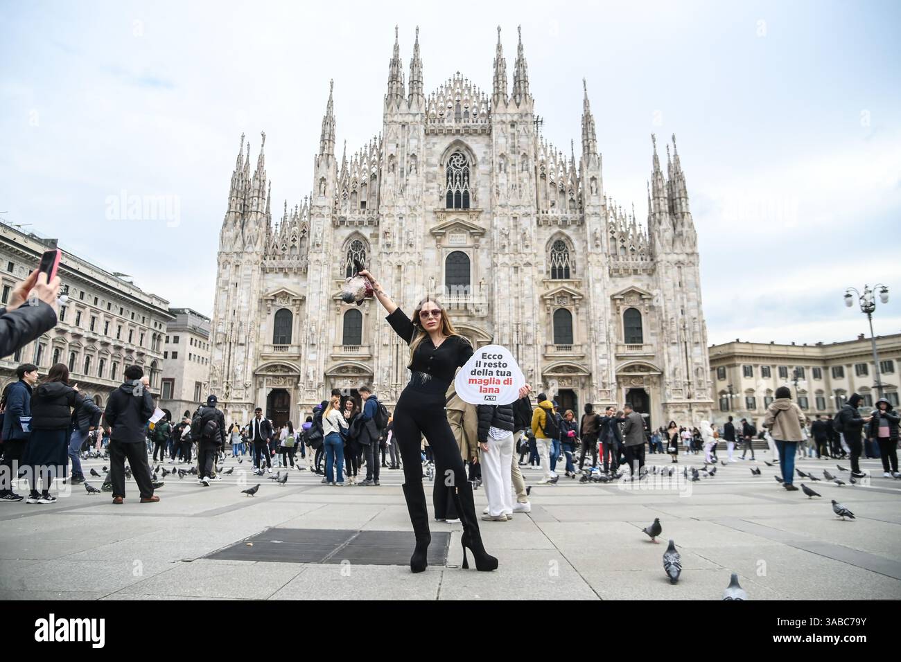 Milan, Italy. 2nd, March, 2025. Peta flash mob, Naike Rivelli protest ...