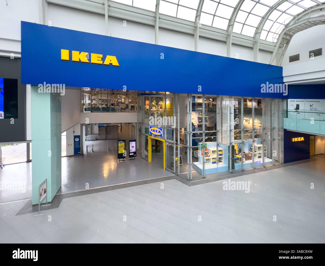 Antalya, Turkey - March 31, 2025: Ikea logo at the entrance of the Ikea store inside the ...