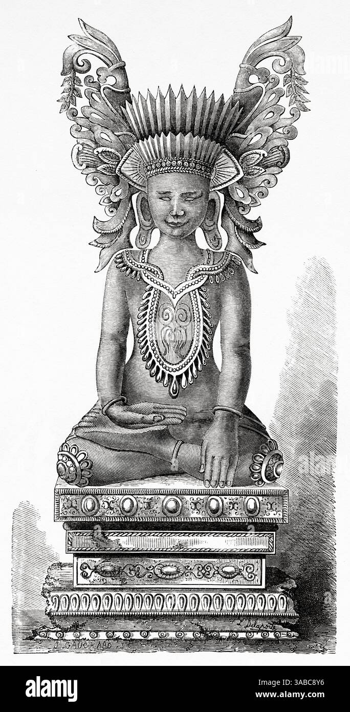 Wooden Buddha statue in Tat Chom Yong Temple, Laos. Indochina Peninsula ...