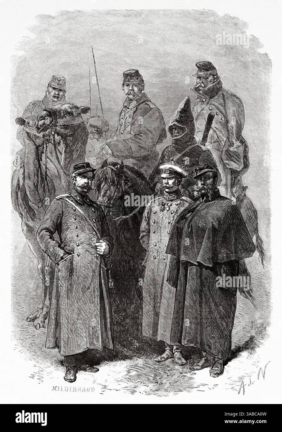 Russian soldiers, Russia. Drawing by Alphonse de Neuville (1835-1885 ...