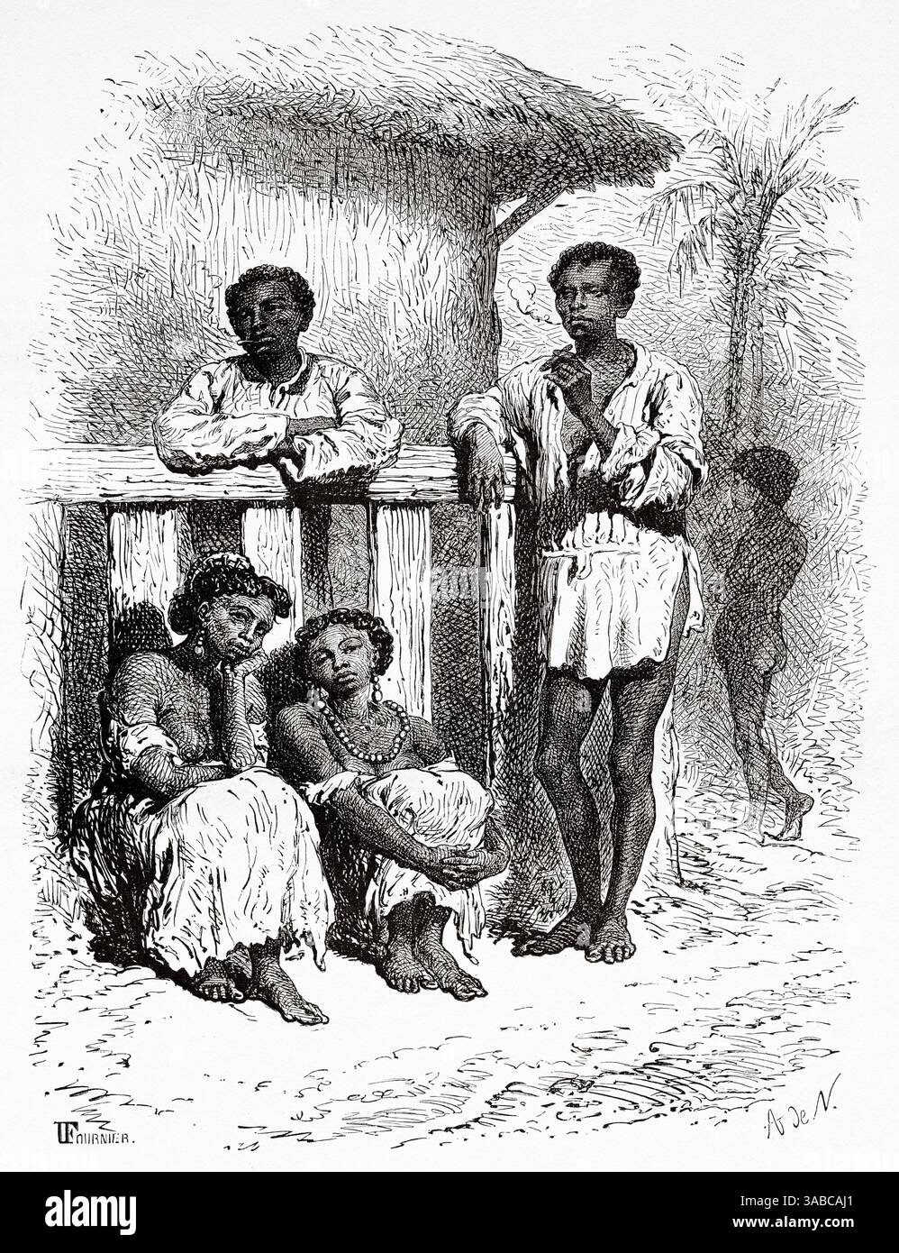 Natives of the Magdalena department, Colombia. South America. Drawing ...