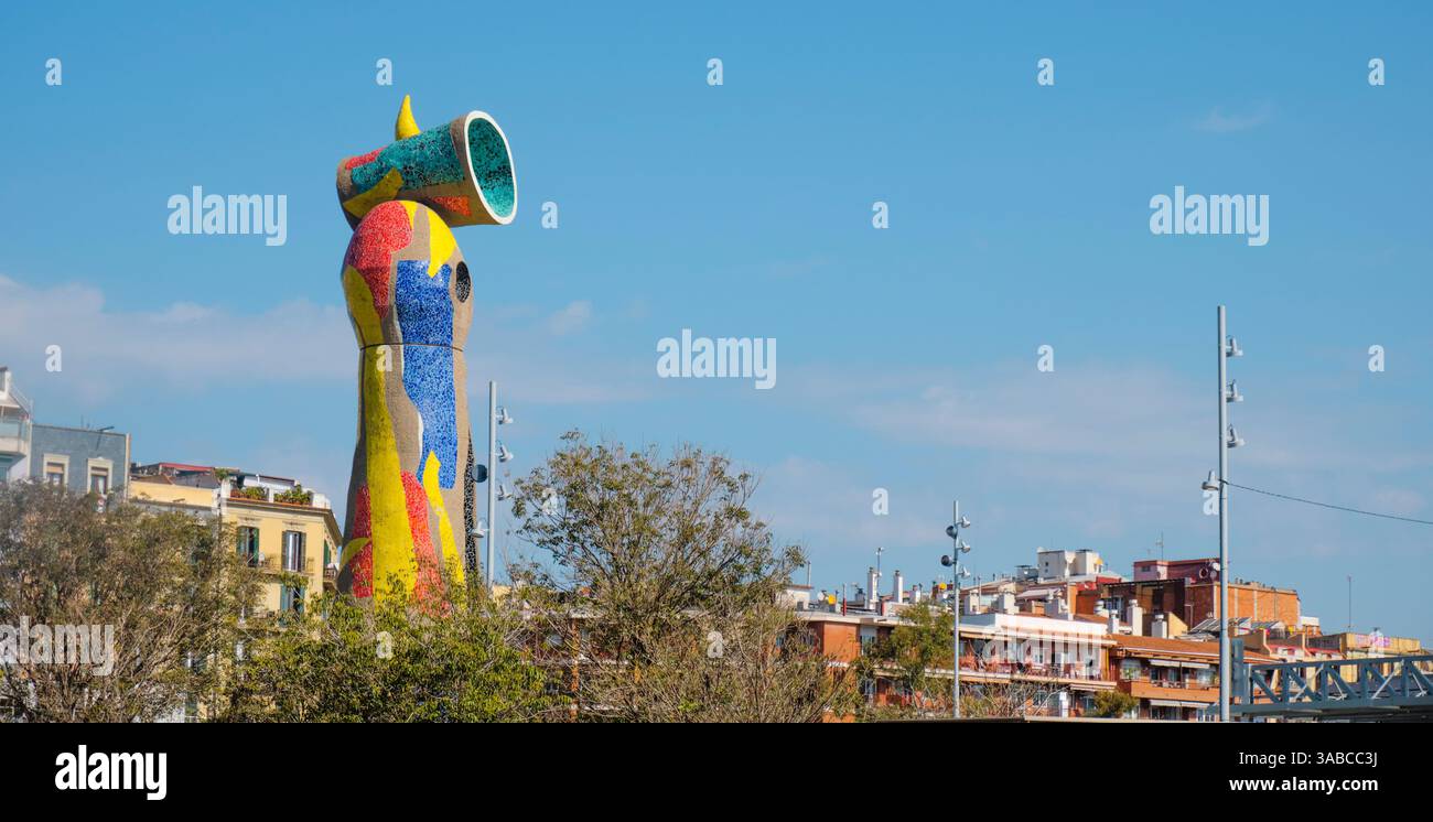 Barcelona, Spain - March 28, 2025: The top section of the sculpture ...