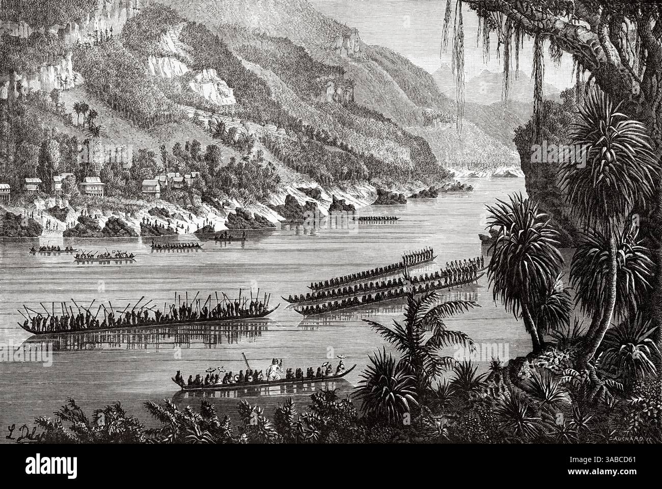 Boat race on the Mekong river, Laos. Indochina Peninsula. Southeast ...