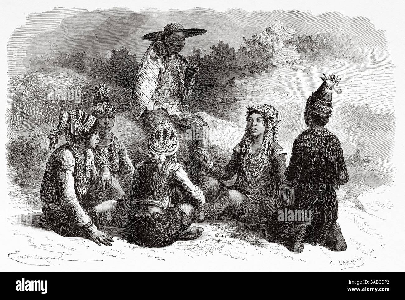 Family of natives, Sakon Nakhon province, northeast Thailand, Indochina ...