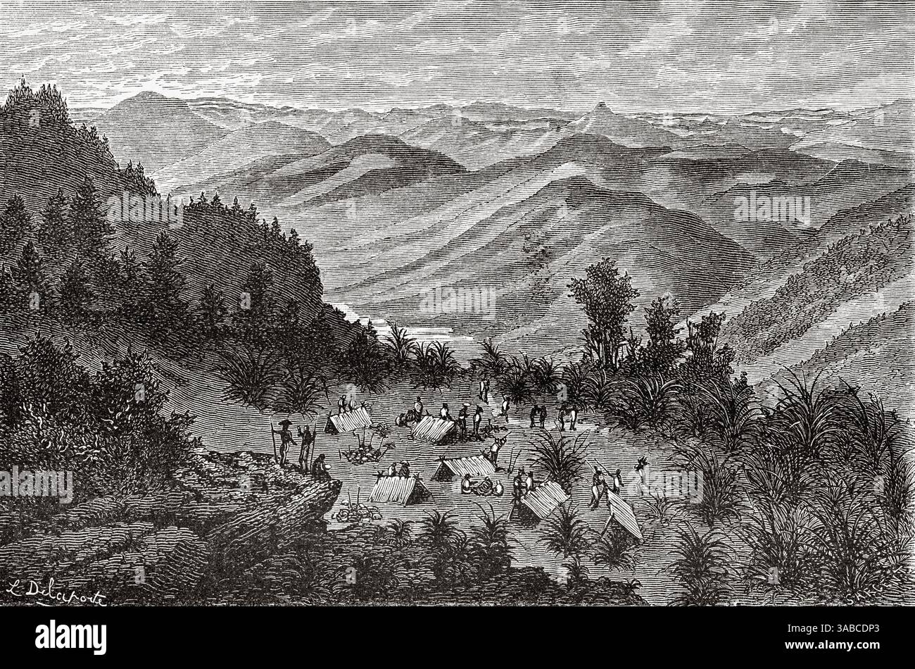 Camp on the road from Ban Muang to Yang Con Ham, Sakon Nakhon province ...