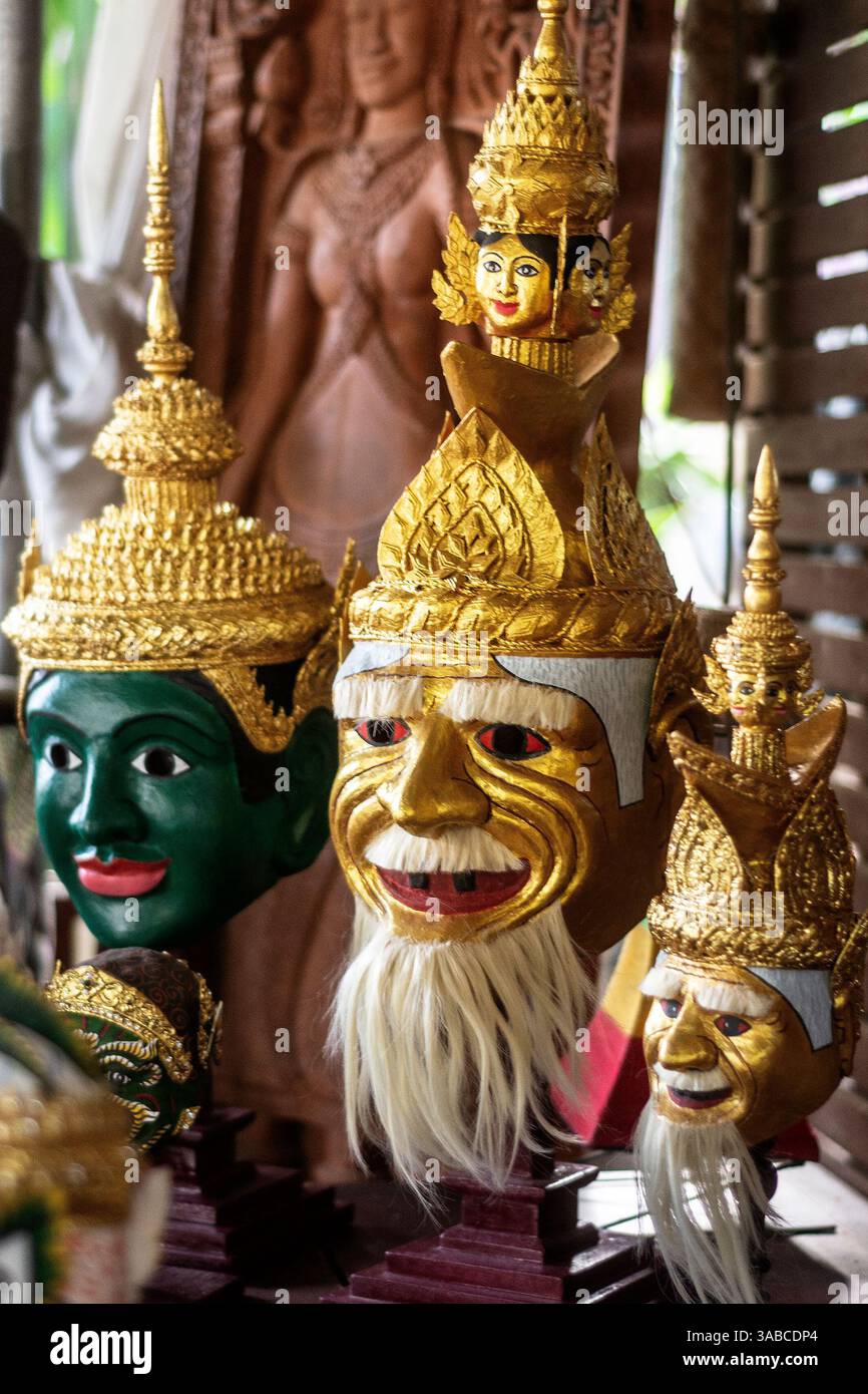 different traditional Lakhon Khol Khmer Masks on display in cambodia ...
