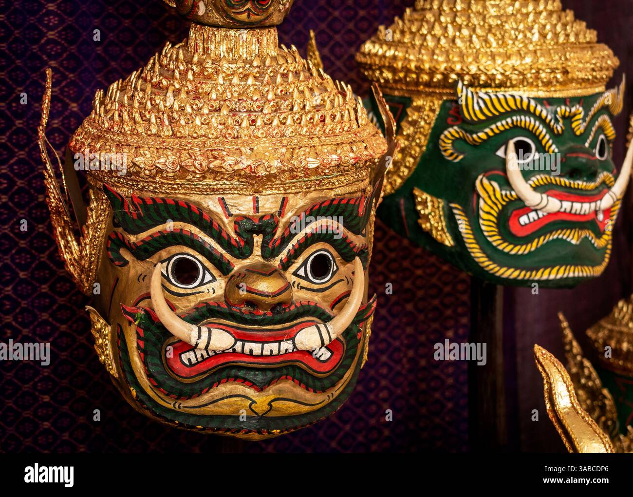 different traditional Lakhon Khol Khmer Masks on display in cambodia ...
