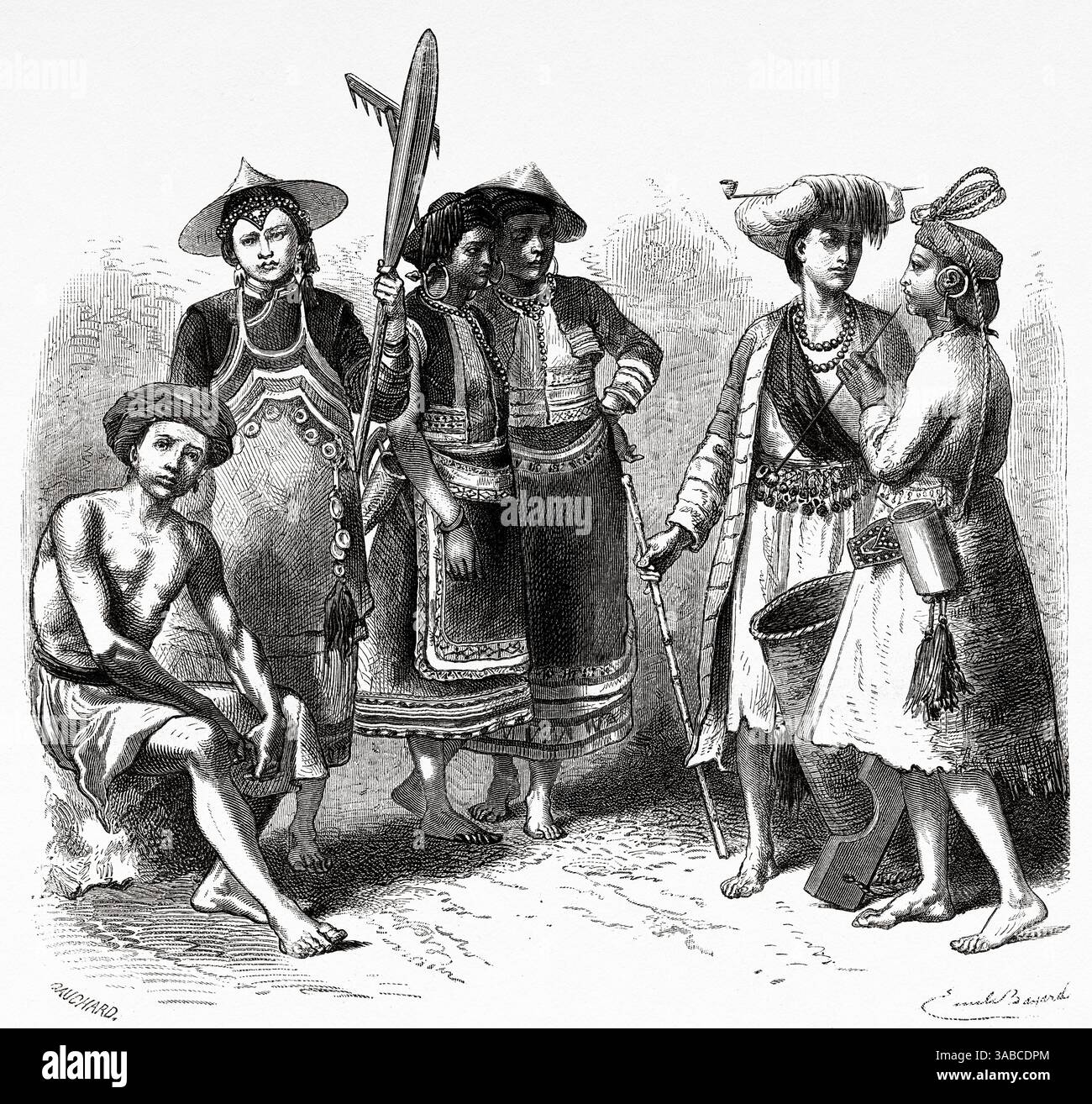 Hani Tribe of South Yunnan, China, Asia. Drawing by Emile Bayard (1837 ...