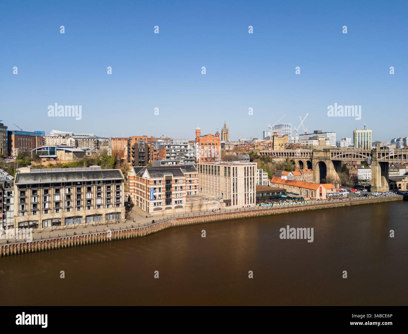 Newcastle upon Tyne: 6th March 2025: This drone aerial view showcases ...