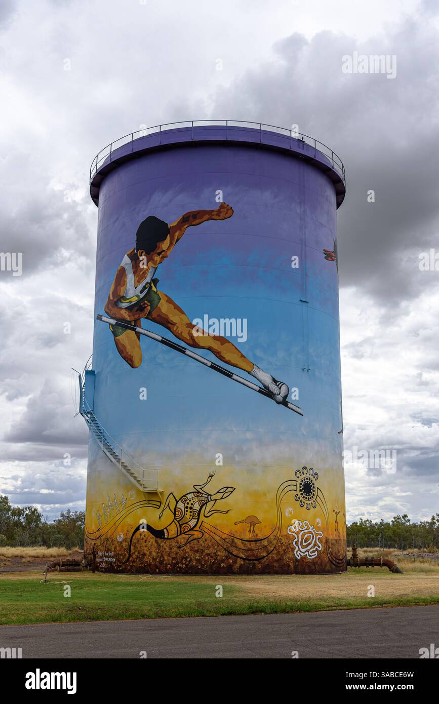 The Bourke Water Tower Art depicting Percy Hobson by John Murray Stock ...