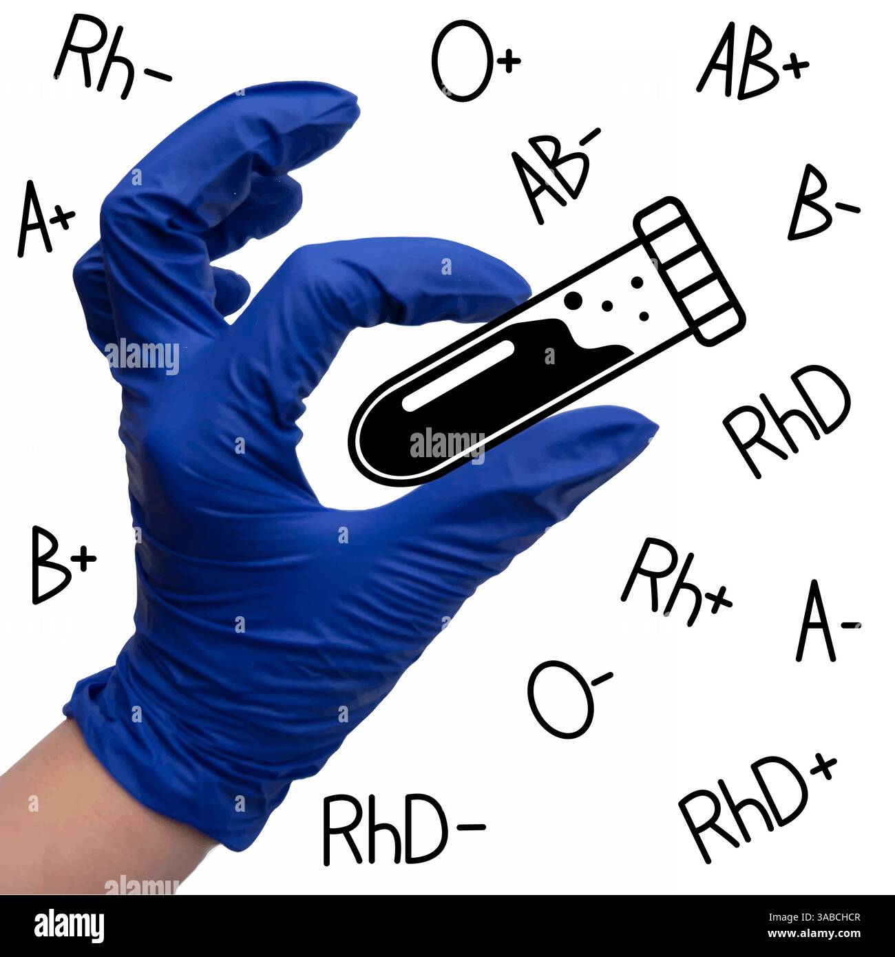 Blood analysis. Blood donor illustration. A hand holding a vial with ...