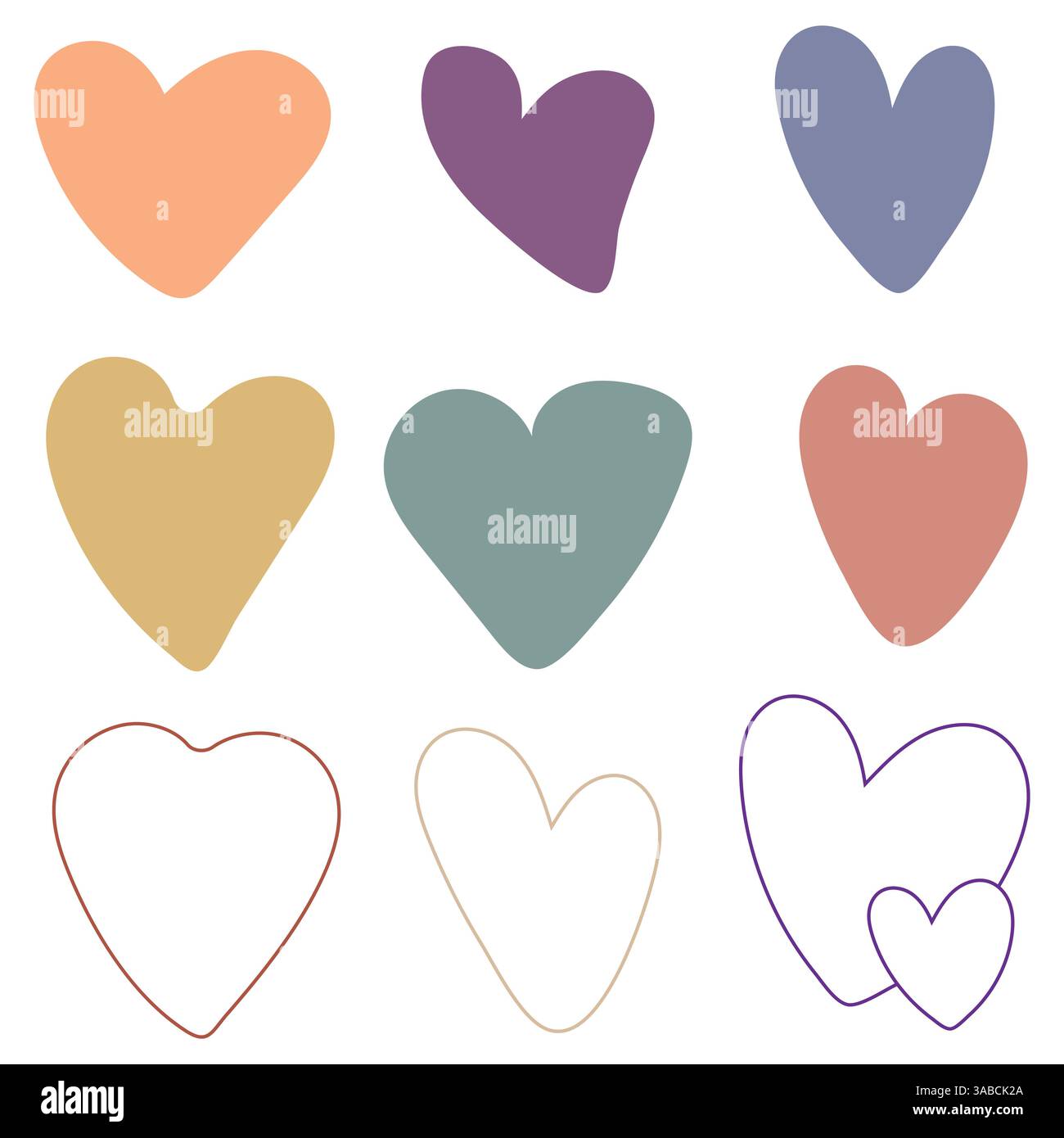 Colorful Hearts A Collection of Pastel Love Symbols Stock Vector Image ...