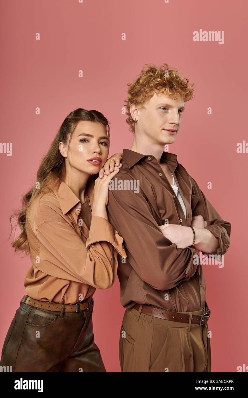 A young couple embraces the essence of modern romance through their ...