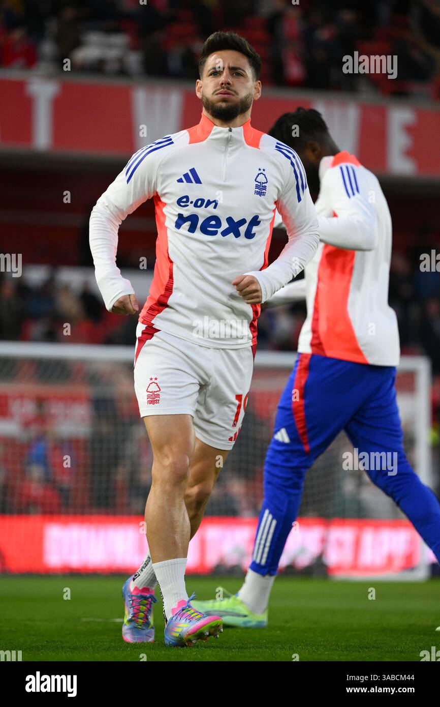 City Ground, Nottingham on Tuesday 1st April 2025. Alex Moreno of ...