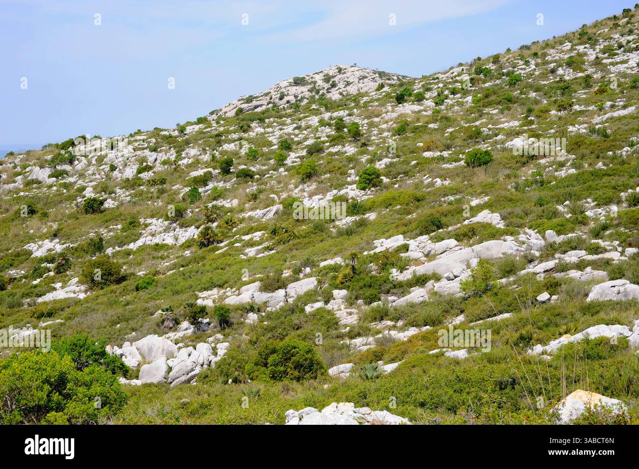 Garraf Natural Park. Karstic relief with mediterranean macchia ...