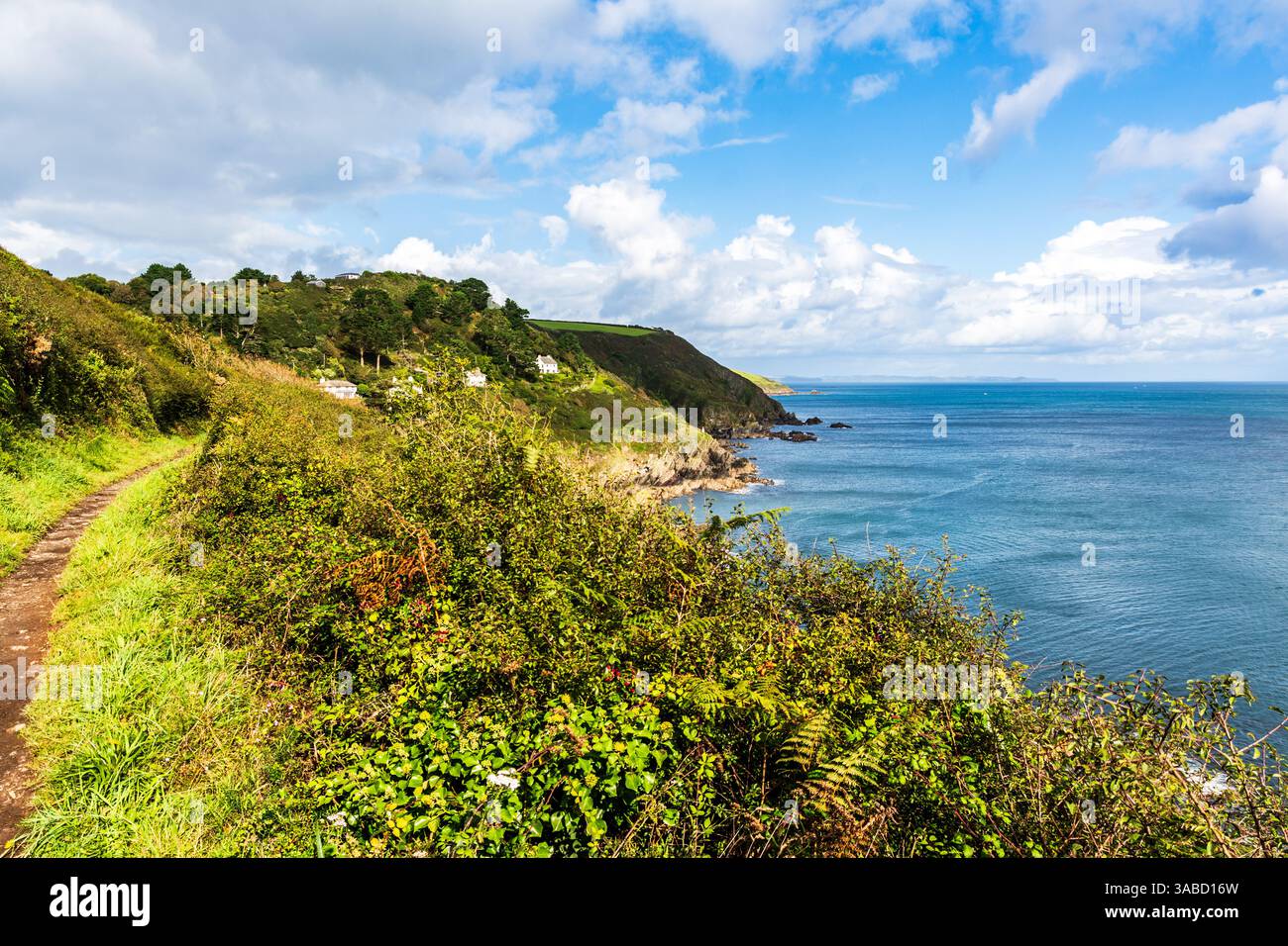 Stunning view from the coastal path near Polperro, overlooking the ...