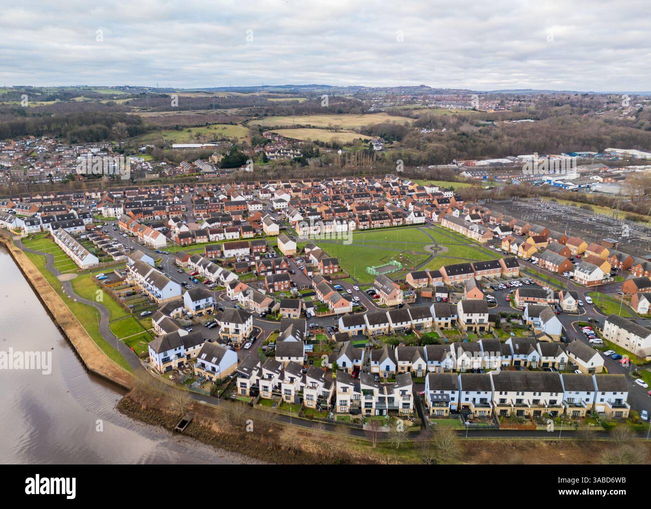 Blaydon on Tyne UK: 2nd March 2025: Aerial drone view of a scenic ...