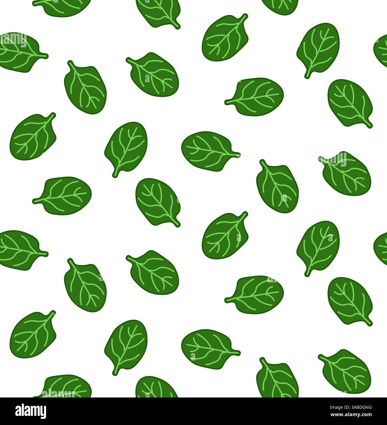 Spinach leaves seamless pattern. Vector flat Green leaves of vitamin ...